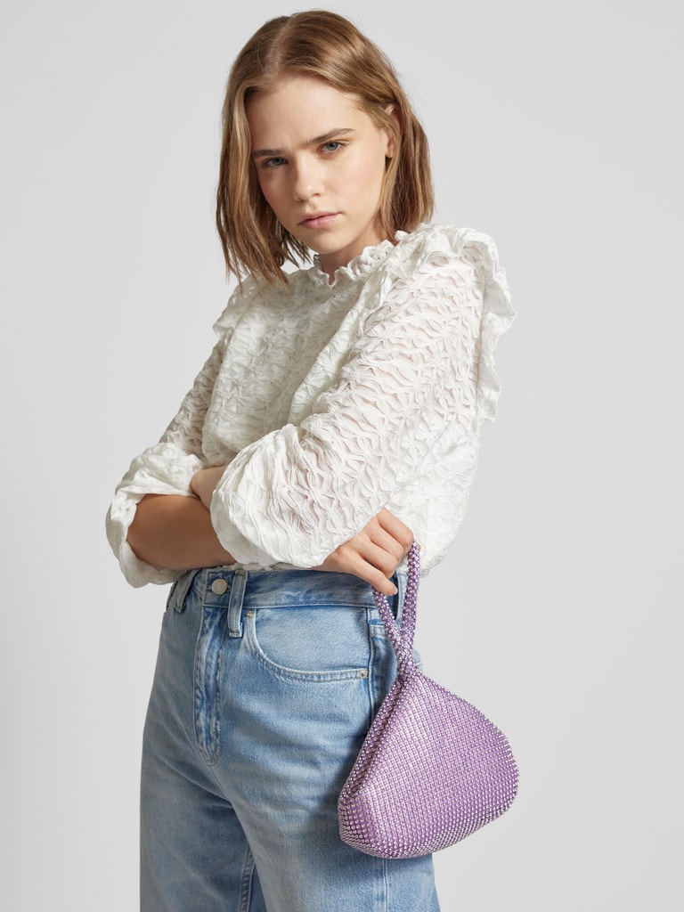 Only Handtas met strass-steentjes, model 'AUDREY' in metallic roze ...