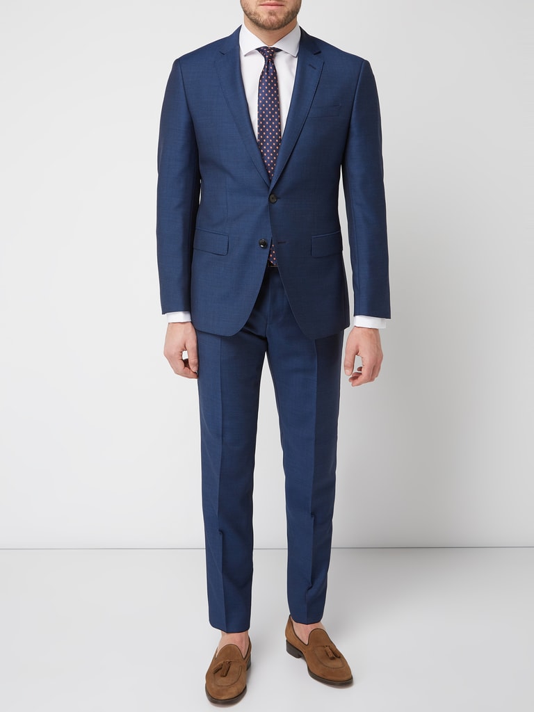 BOSS Slim fit pak van zuivere scheerwol in koningsblauw online kopen | P&C