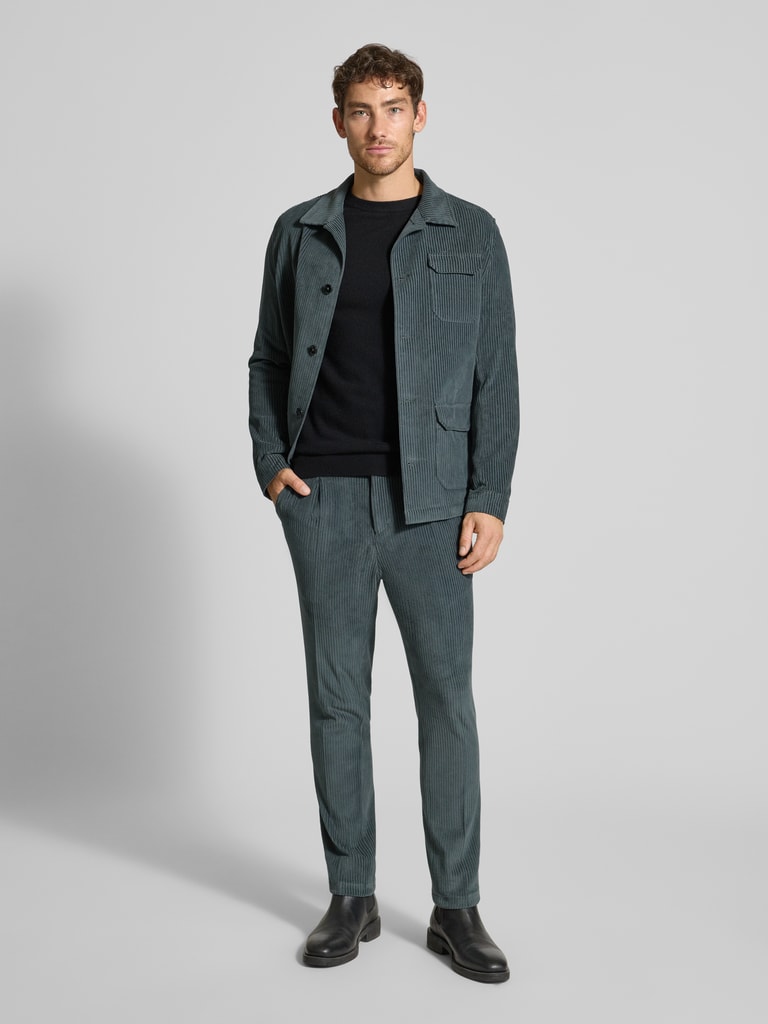 Zuitable Corduroy broek met persplooien en achterzakken in petrol ...