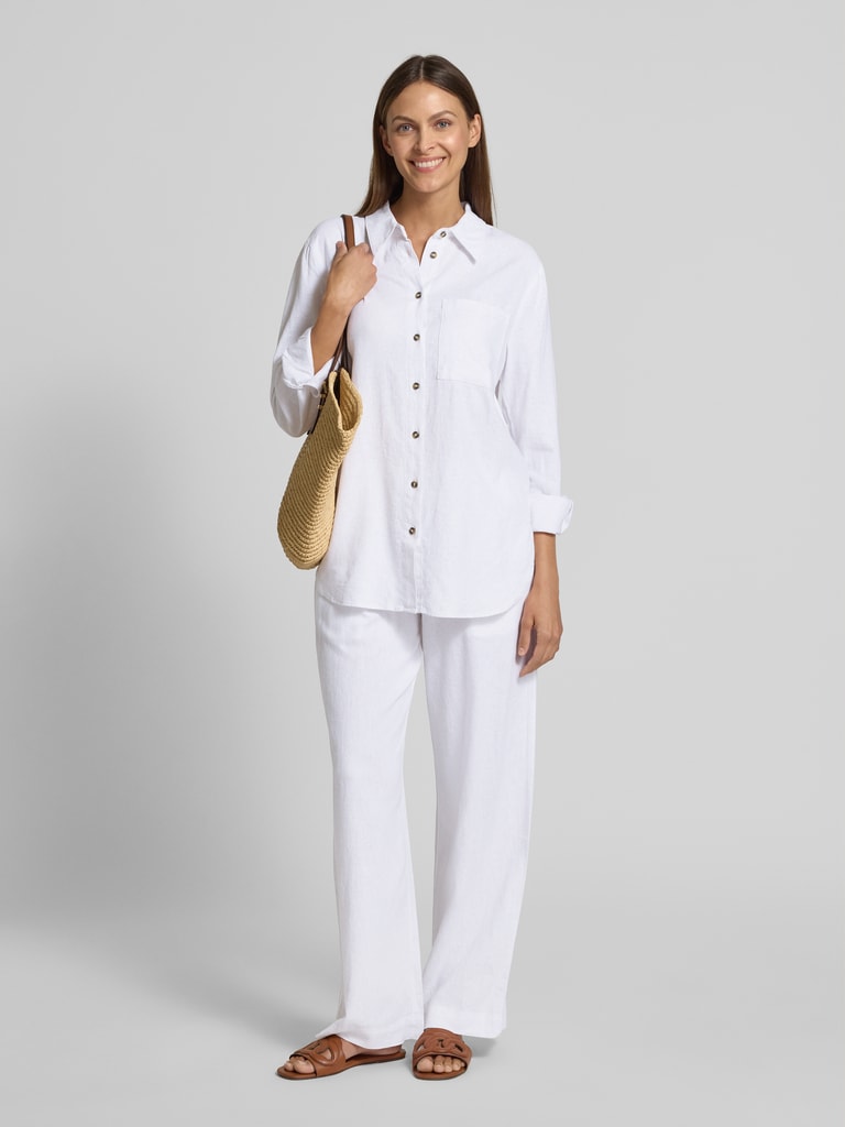 FREE/QUENT Relaxed Fit Leinenbluse mit Brusttasche Modell 'Lava' (weiss ...