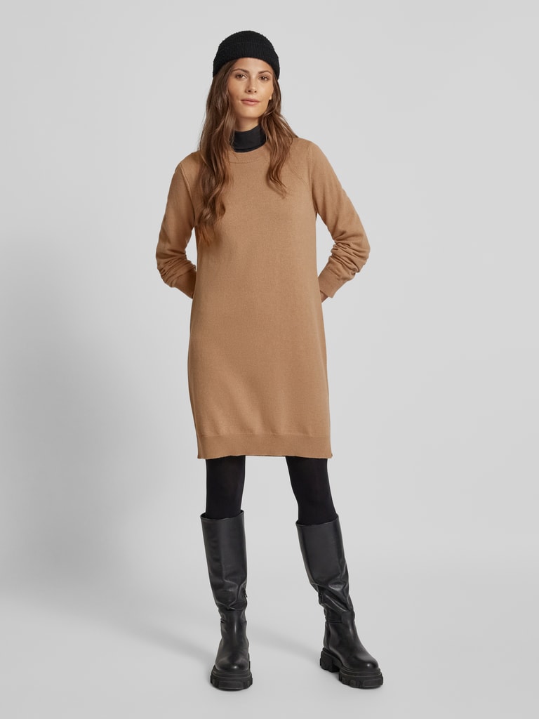 Gant Wollen jurk met ronde hals, model 'SUPERFINE LAMBSWOOL' in lichtbruin online kopen | P&C