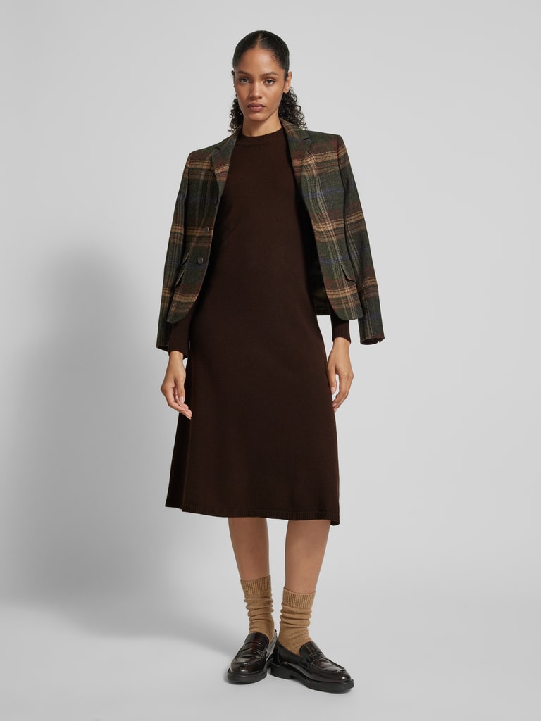 Lauren Ralph Lauren Wollen jurk met ronde hals, model 'THOMISHA' in hazelnoot online kopen | P&C