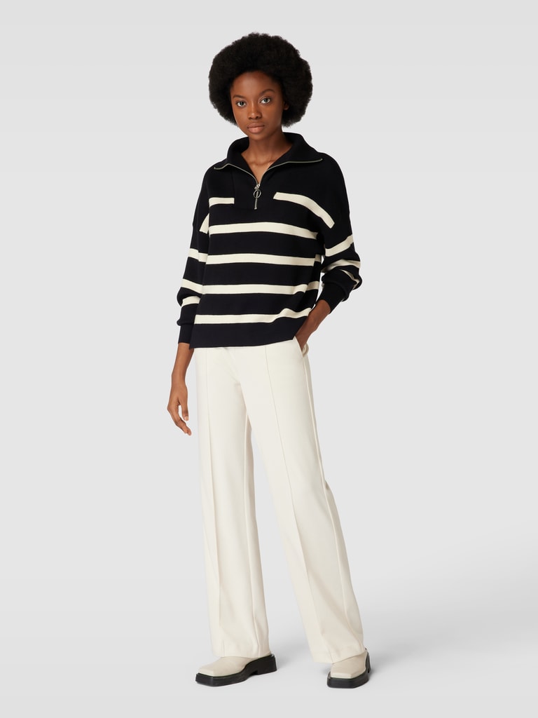Vero Moda Gebreide pullover met streepmotief, model 'SABA' in zwart ...