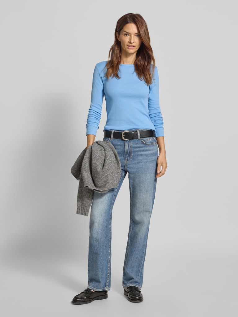 s.Oliver RED LABEL Slim Fit Langarmshirt aus reiner Baumwolle (blau ...
