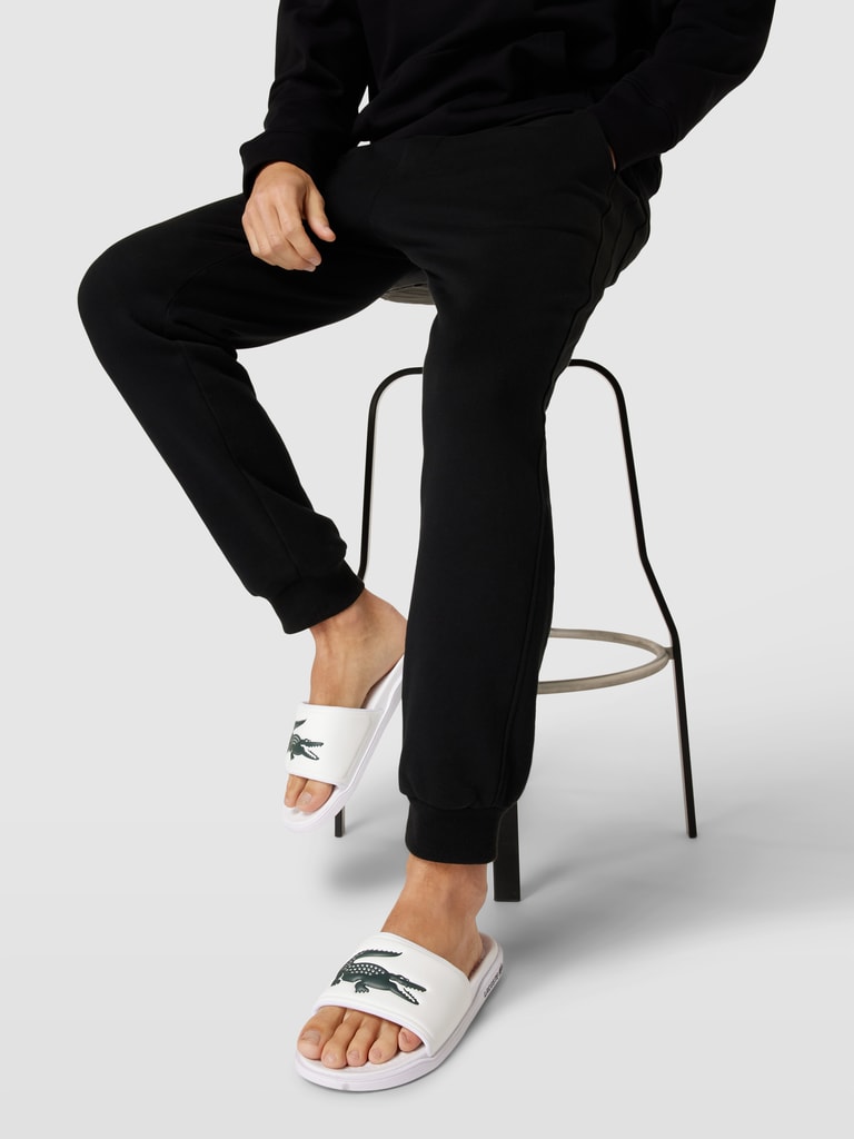 Lacoste Slides mit Label-Applikation Modell 'Croco Dualiste' (weiss ...