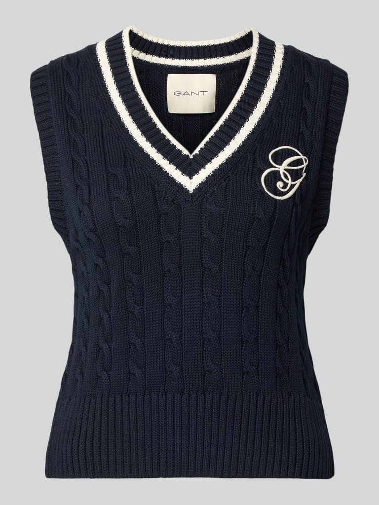 Gant Pullunder mit V-Ausschnitt und Label-Stitching (marine) online kaufen