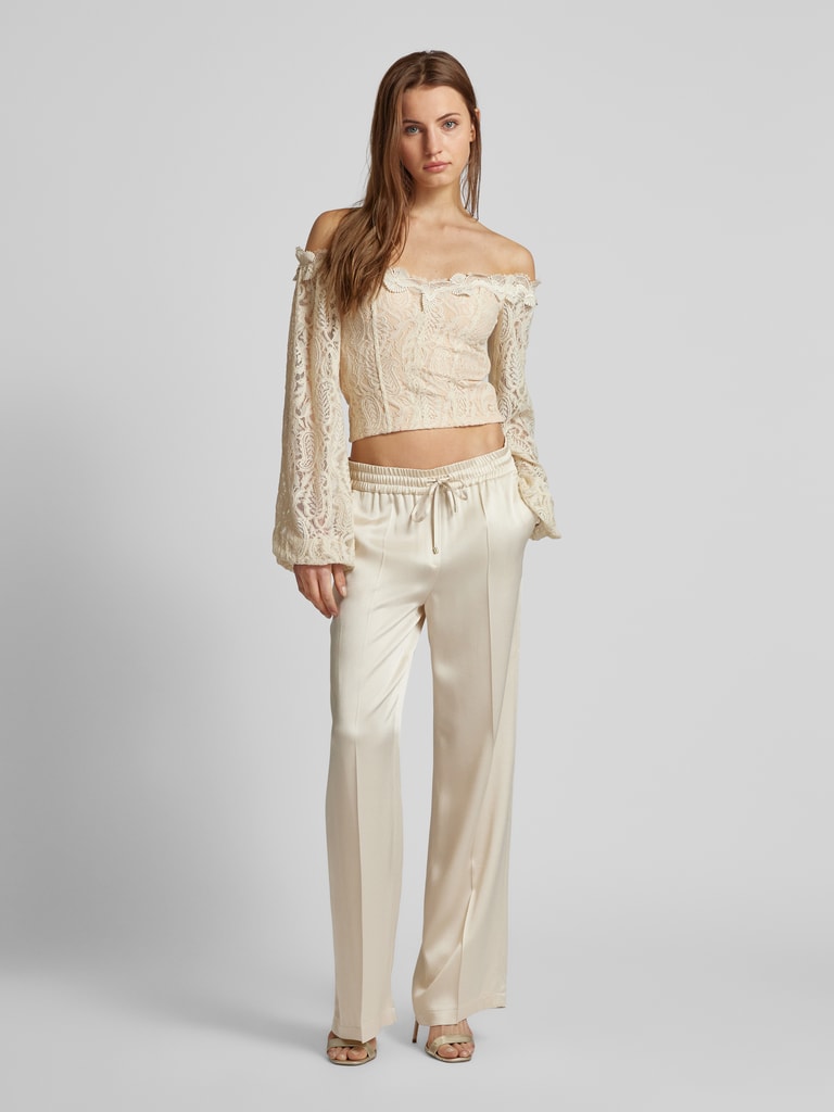 Guess Cropped Off-Shoulder-Bluse mit Spitzenbesatz Modell 'CAROL' (ecru ...