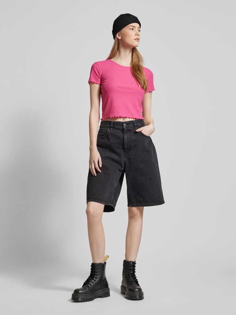 Only T-Shirt mit Wellensaum Modell 'EMMA' (pink) online kaufen