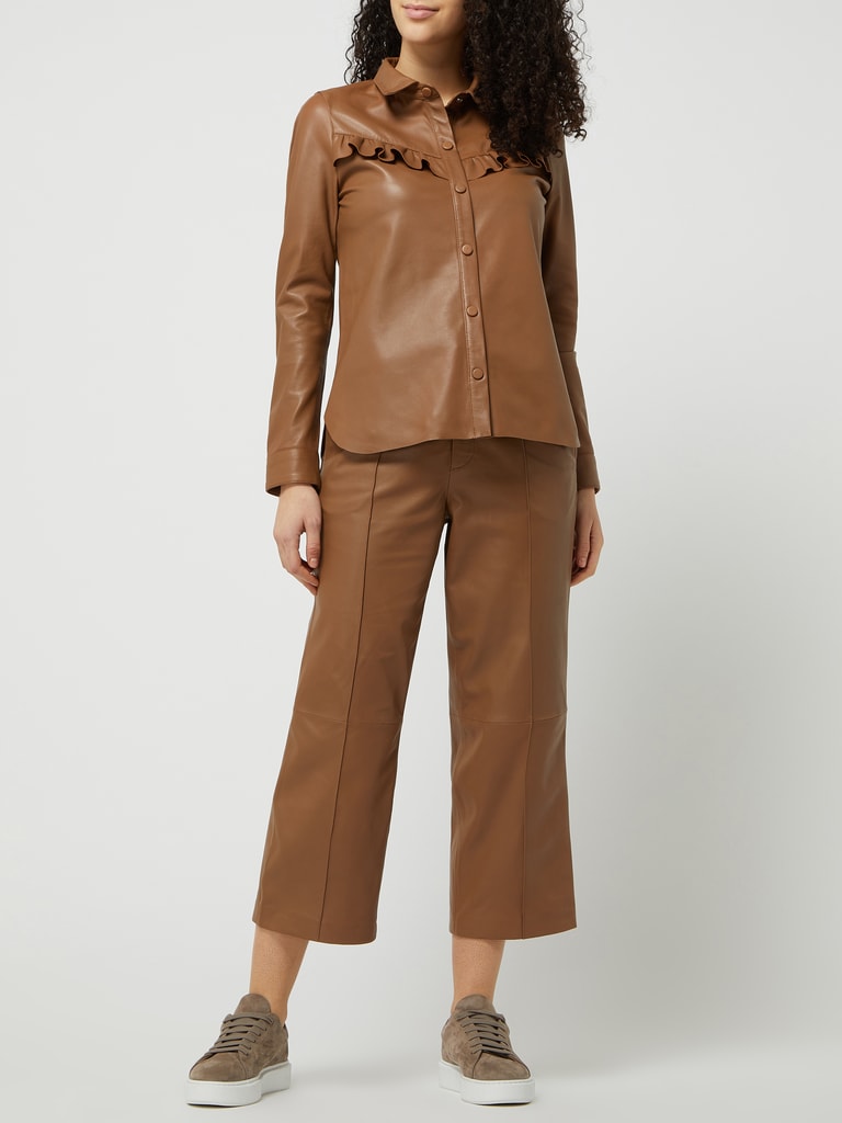 MOS MOSH Bluse aus Lammleder Modell 'Coco Frill' (mittelbraun) online kaufen