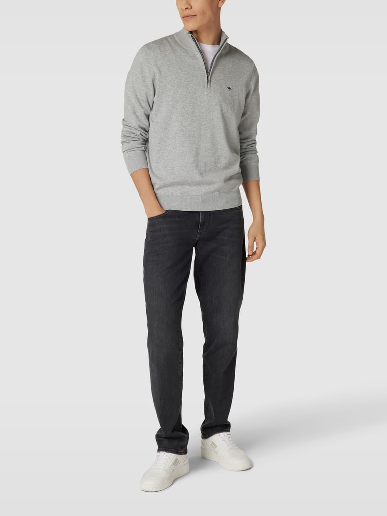 Fynch-Hatton Strickpullover mit Label-Stitching Modell 'Troyer' (silber ...