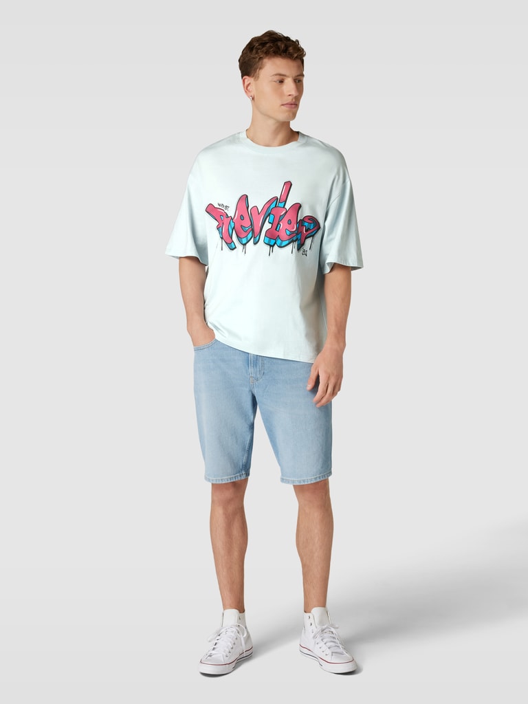 REVIEW oversized T-shirt mit Graffiti-Print (hellblau) online kaufen