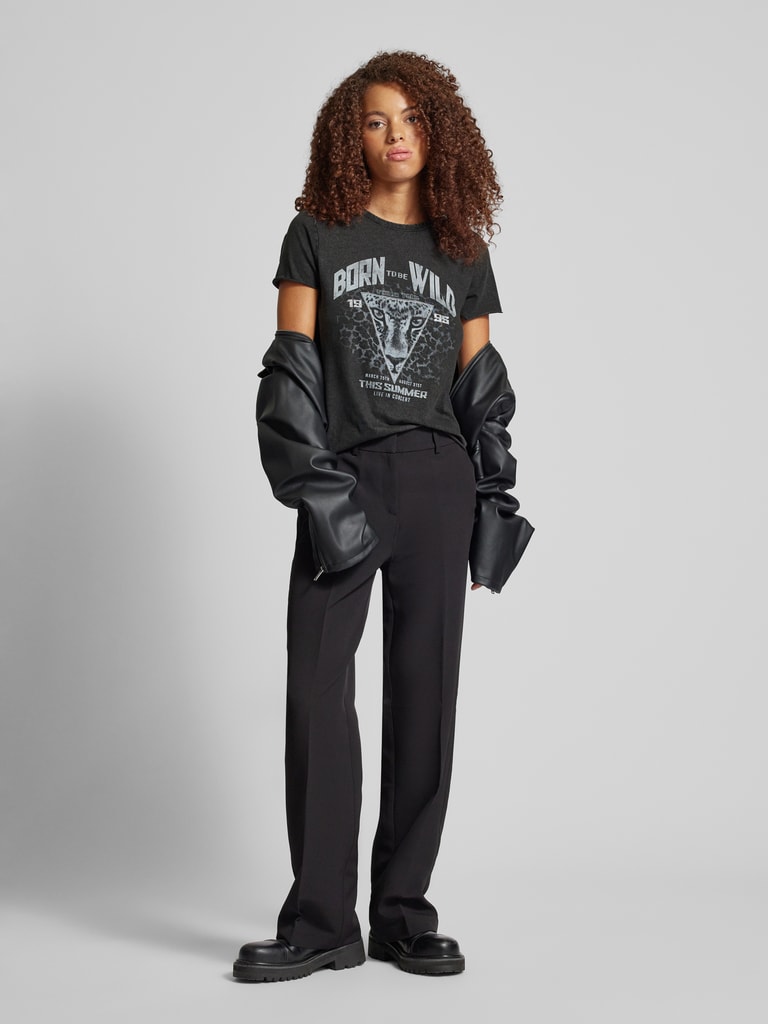 Only T-shirt in gemêleerde look, model 'ONLLUCY' in zwart online kopen ...