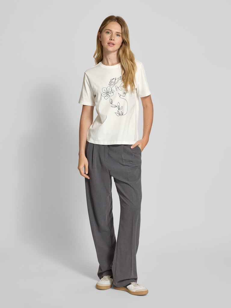 VILA T-Shirt mit Motiv-Stitching Modell 'SYBIL' (weiss) online kaufen