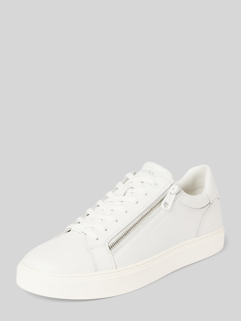 CK Calvin Klein Leren sneakers met ritssluiting, model 'LACE UP' in wit ...