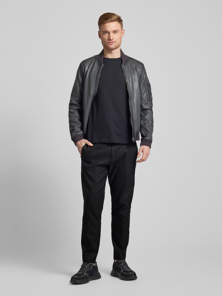 CK Calvin Klein Tapered fit linnen broek met labeldetail in zwart ...