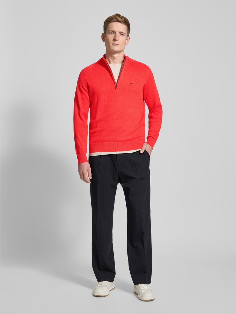 Fynch-Hatton Strickpullover mit Label-Stitching (rot) online kaufen