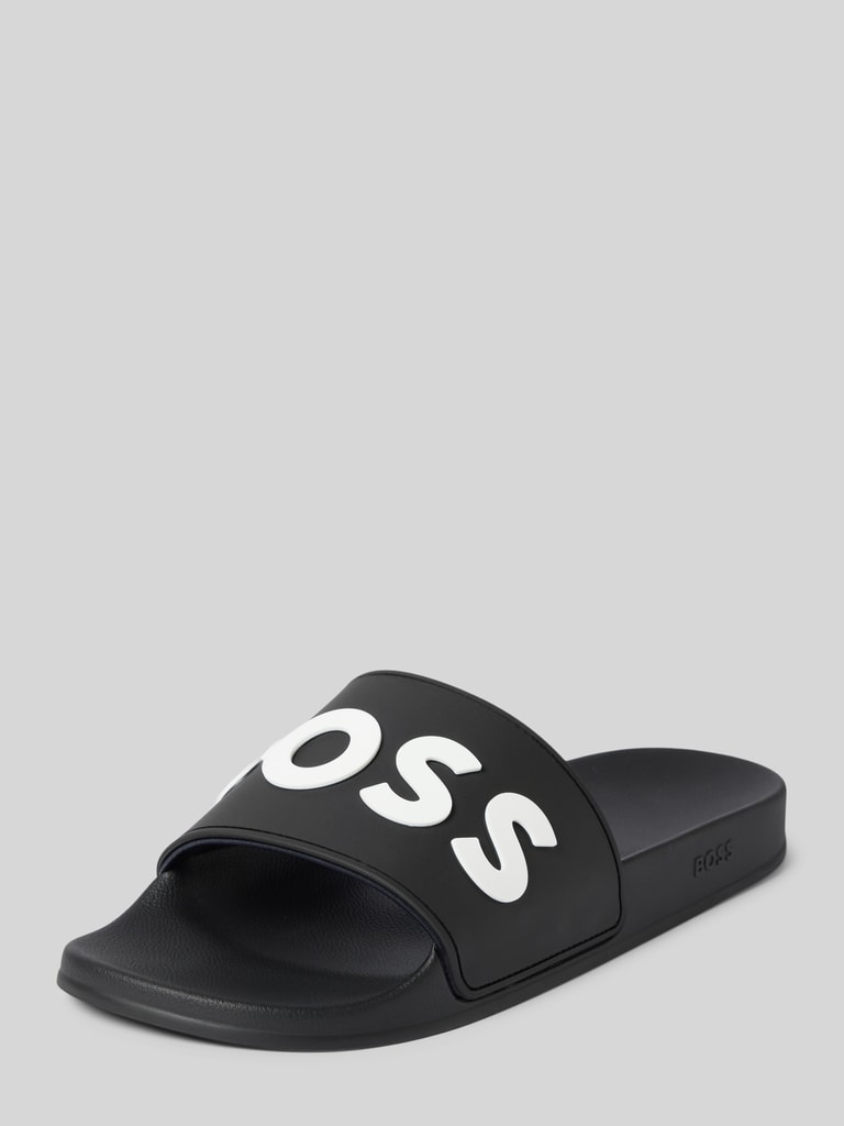 BOSS Slippers met labelprint, model 'Kirk' in zwart online kopen | P&C