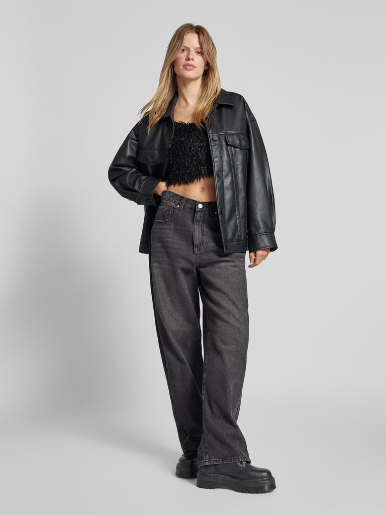 Only Crop Top mit Federn Modell 'FEATHER' (black) online kaufen