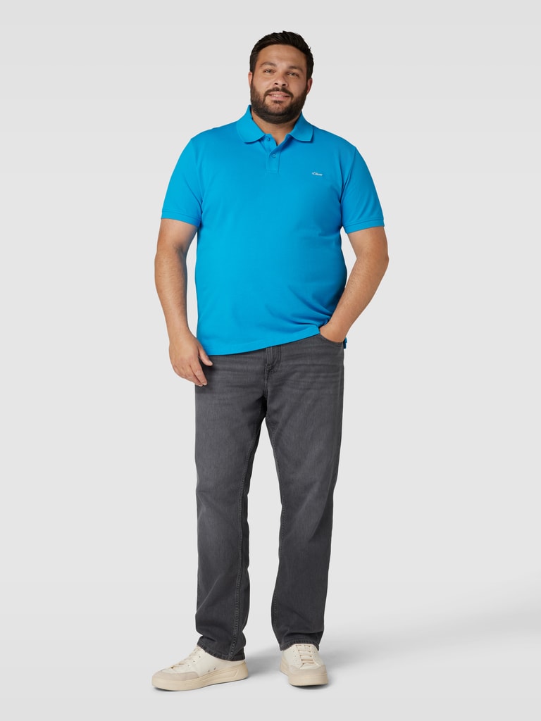 S.Oliver Plus PLUS SIZE poloshirt met zijsplitten in koningsblauw ...