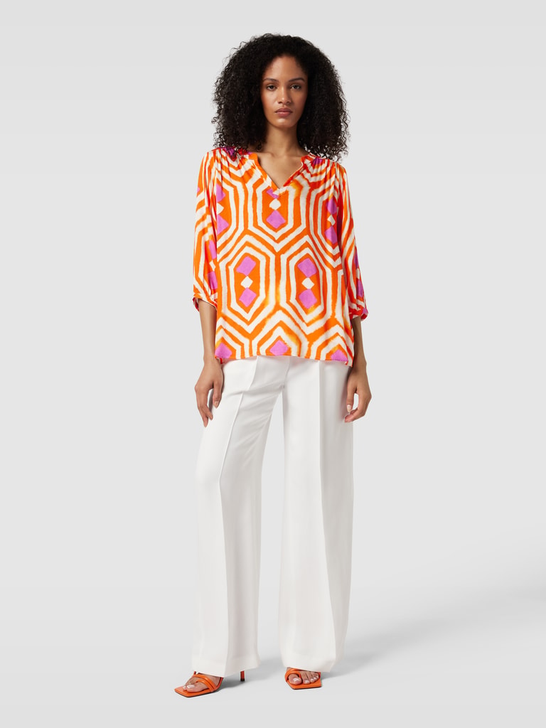 Milano Italy Bluse mit grafischem Muster Modell 'Trible' (orange ...