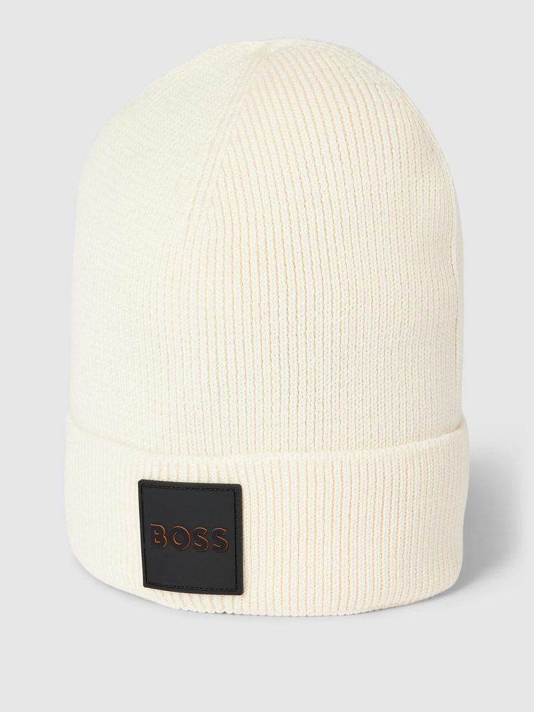 BOSS Beanie mit Label-Detail Modell 'Foxxy' (offwhite) online kaufen