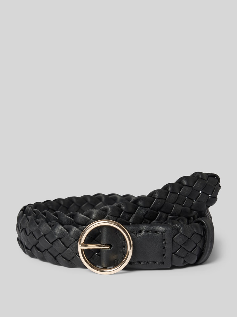 Marc O'Polo Riem van leer in gevlochten look, model 'MIJA' in zwart ...