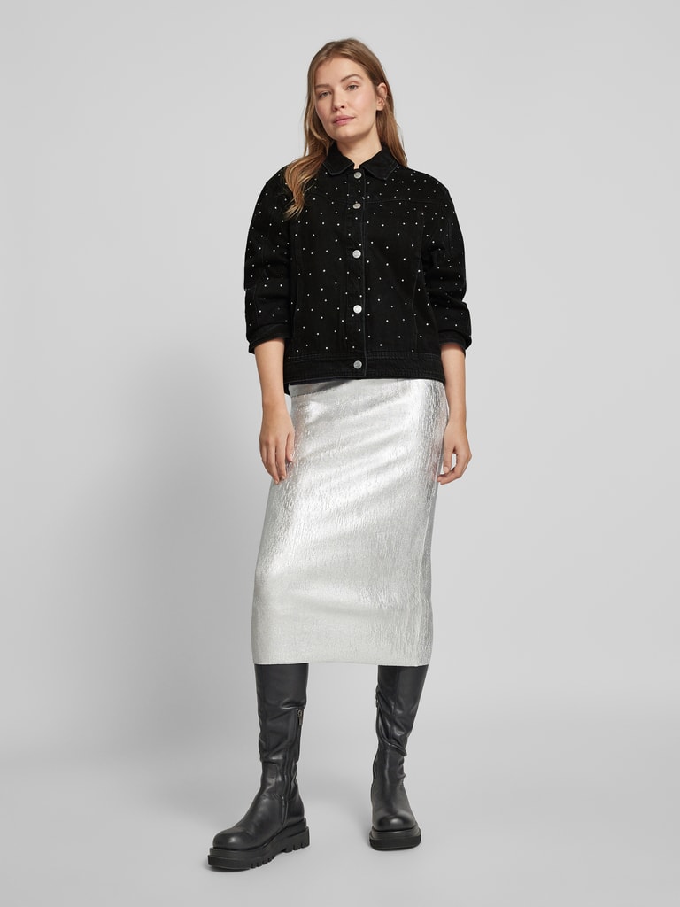 YAS Jeansjack met strass-steentjes, model 'RISTA' in antraciet online ...