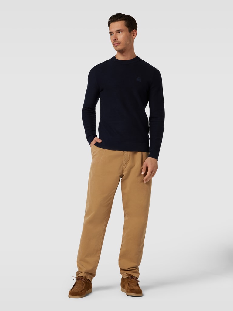 BOSS Orange Strickpullover in unifarbenem Design Modell 'Anion' (marine ...