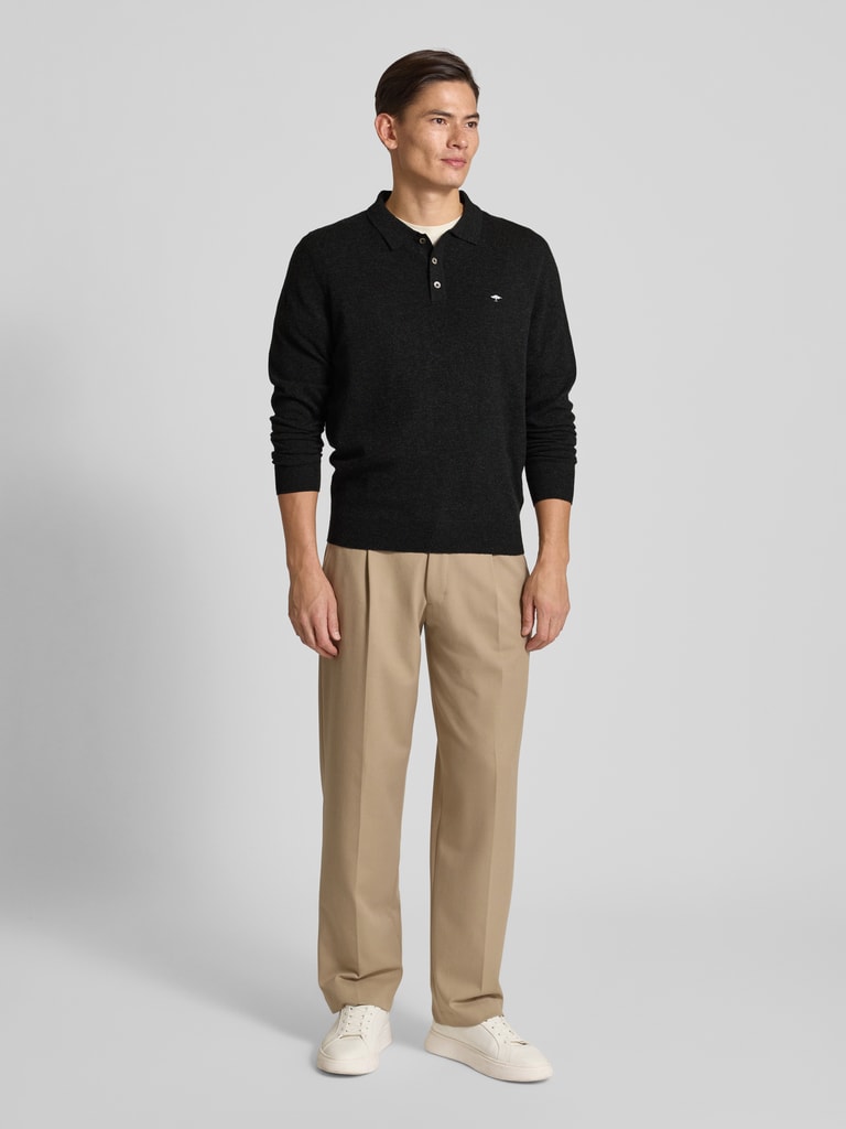 Fynch-Hatton Poloshirt aus Merino-Kaschmir-Mix mit Label-Stitching ...