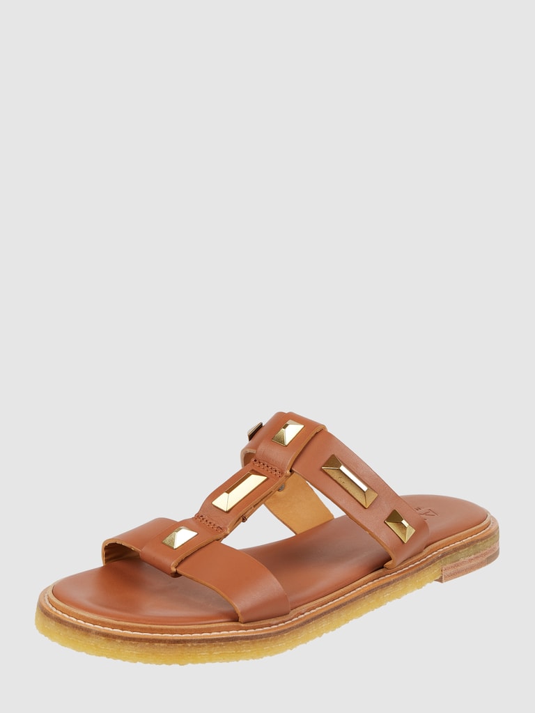 ALPE Slippers van leer, model 'Vero' in taupe online kopen | P&C