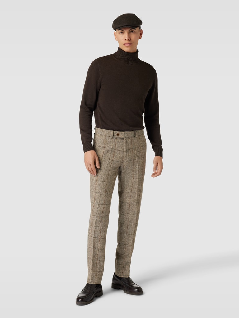 Carl Gross Stoffhose mit Gitterkaro Modell 'Shiver' (beige) online kaufen