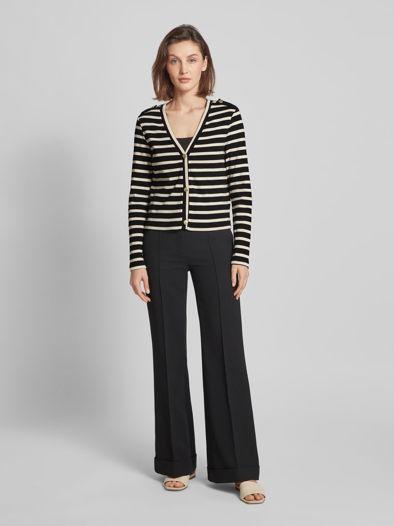 Mango Strickjacke mit Streifenmuster Modell 'PORTA' (black) online kaufen