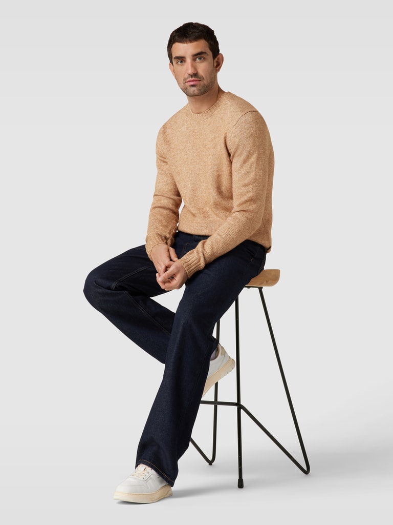 Fynch-Hatton Gebreide pullover in gemêleerde look in camel online kopen | P&C
