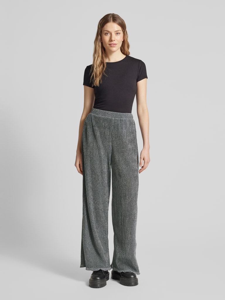 PIECES Wide Fit Plisseehose mit Effektgarn Modell 'ROYA' (hellgrau ...