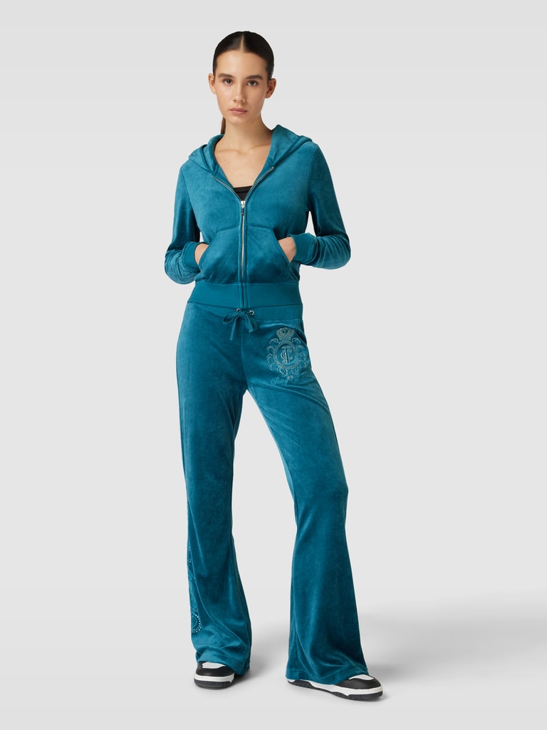Juicy Couture Sweatjacke mit Kapuze Modell 'HERITAGE CREST ROBYN HOOD' (petrol) online kaufen