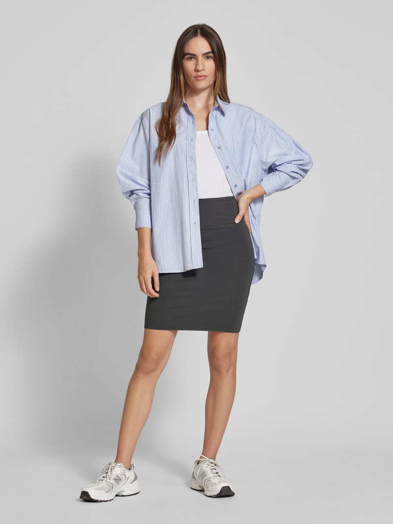 Kaffe Knielange rok met elastische band, model 'PENNY' in donkergrijs ...