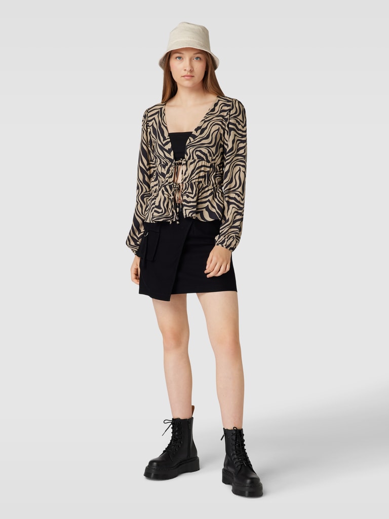 Only Minirok in wikkellook, model 'EMERY' in zwart online kopen | P&C