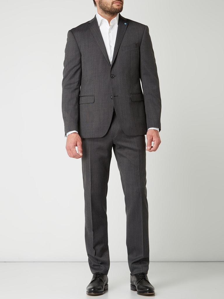 Pierre Cardin Regular fit pak met colbert met 2 knopen in donkergrijs ...