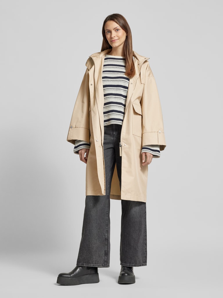 OPUS Lange jas met opgestikte klepzakken, model 'Hilla' in beige online ...