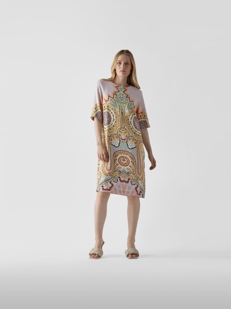 Etro Knielanges Kleid mit Allover-Muster (orange) online kaufen