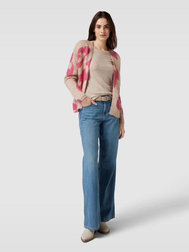 Frieda & Freddies Cardigan met all-over motief in lichtgrijs gemêleerd ...