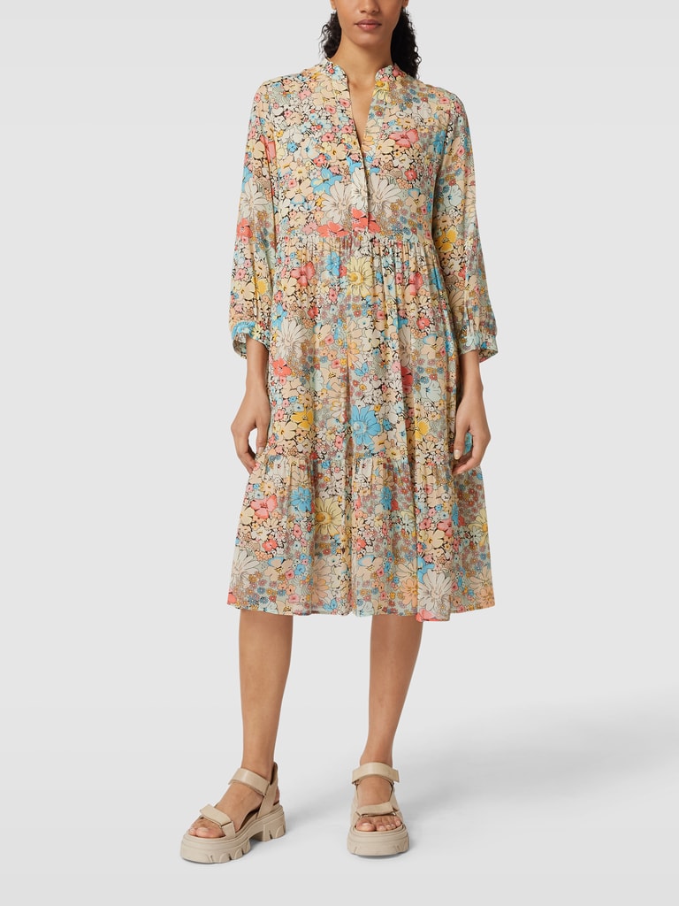 Drykorn Midi-jurk met bloemenmotief, model 'SORCHA' in offwhite online ...