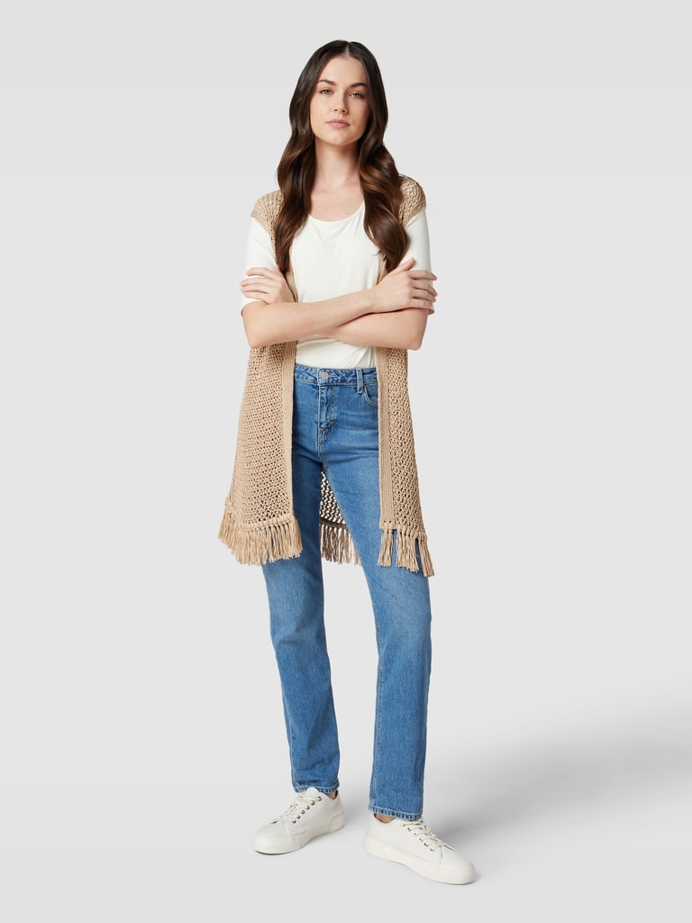 Marc Cain Strickjacke mit Fransen (sand) online kaufen