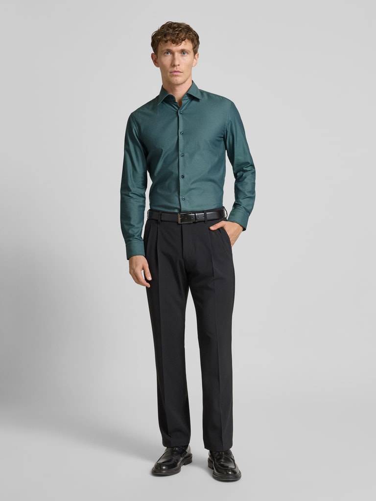 BOSS Slim fit zakelijk overhemd met kentkraag, model 'Hank' in groen ...