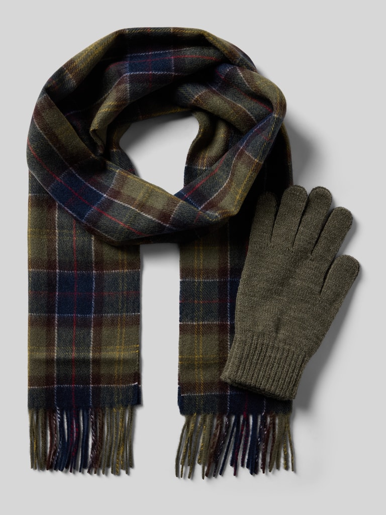 Barbour Handschuhe und Schal im Set aus Woll-Mix (oliv) online kaufen