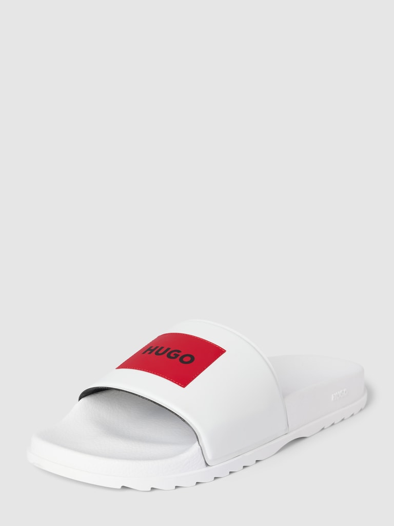 HUGO Slippers met labelprint, model 'MATCH' in wit online kopen | P&C