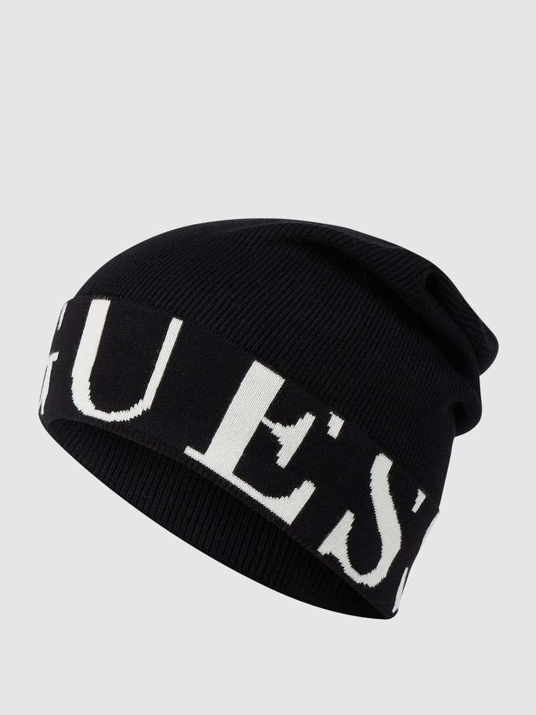 Guess Beanie met logo, model 'Jeanne' in zwart online kopen | P&C