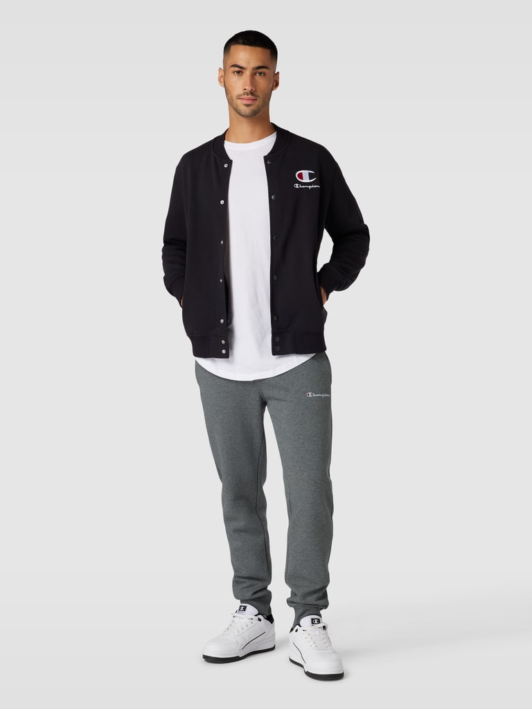 CHAMPION Regular fit sweatpants met labelstitching in middengrijs ...