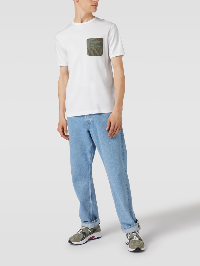 MOS MOSH T-shirt met contrasterende borstzak, model 'Palm' in wit ...