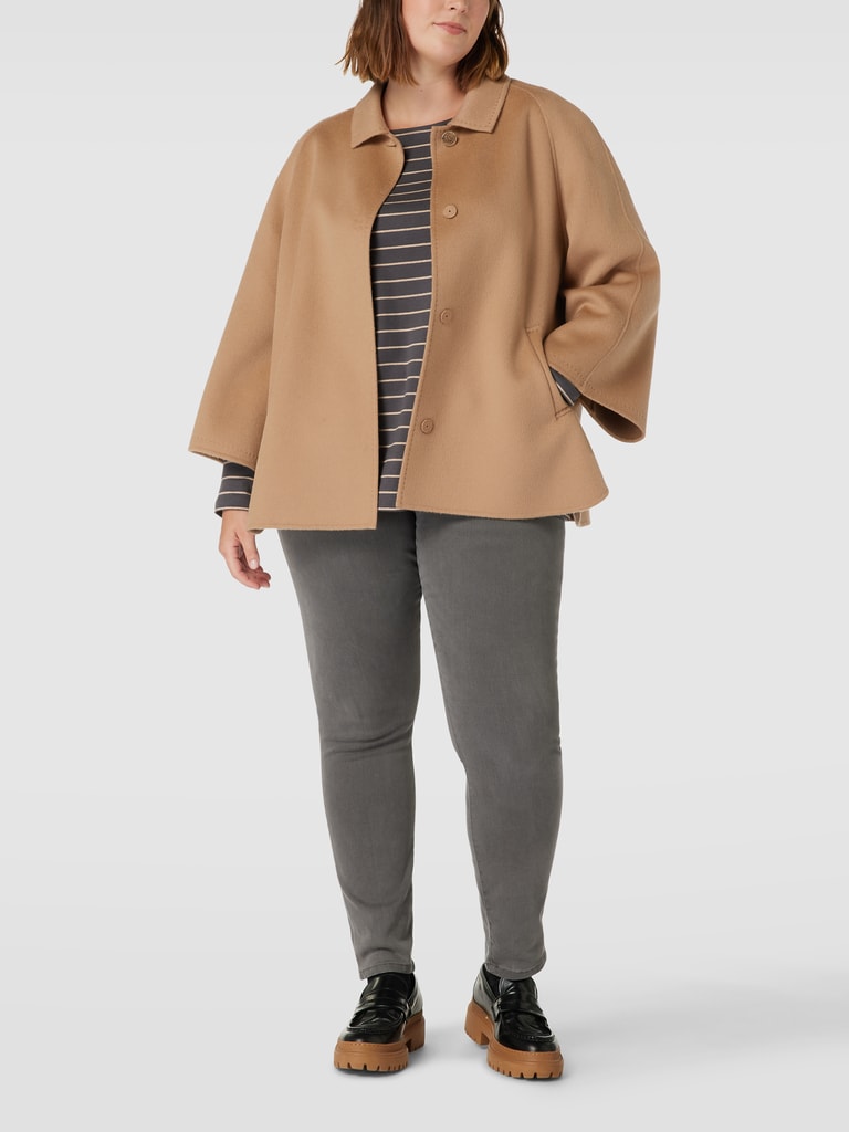 Marina Rinaldi PLUS SIZE jack met platte kraag, model 'NOA' in camel ...